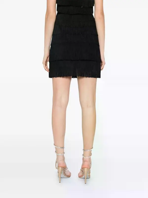 Norma Kamali Tiered Fringe Mini Skirt