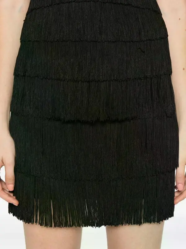 Norma Kamali Tiered Fringe Mini Skirt