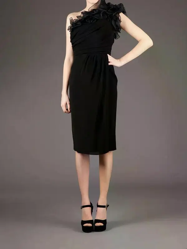 Giambattista Valli Ruffled One-shoulder Dress - Black