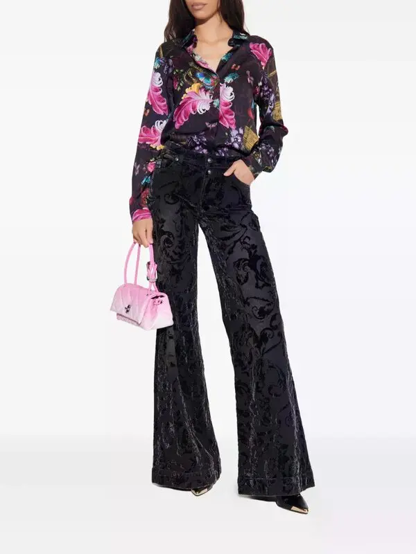 Versace Floral-pattern Flared Jeans