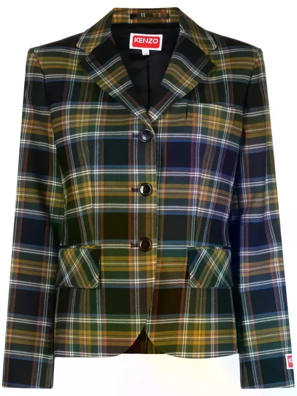 Kenzo Tartan-check Single-breasted Blazer - Yellow
