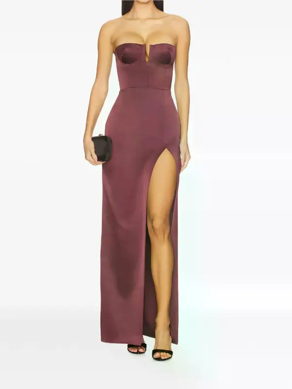 Alex Perry Strapless Gown With Zip Fastening And Slit