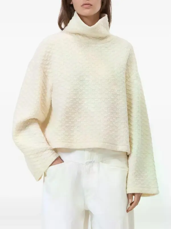 Closed High-neck Textured Sweatshirt