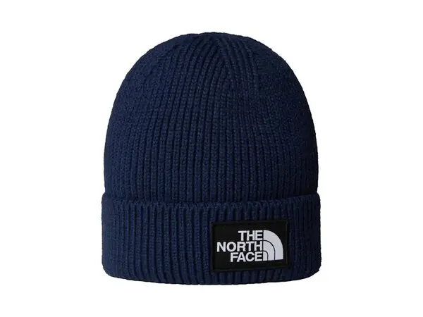 The North Face Logo Box Cuffed Beanie - Navy Blue