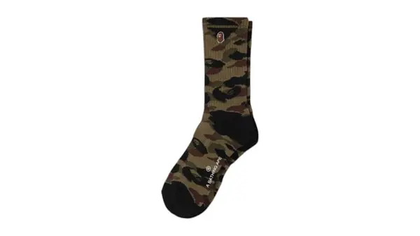 A BATHING APE 1st Camo Ape Head One Point Socks - Green