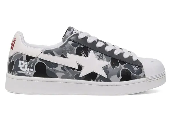 BAPE A Bathing Ape Skull Sta Def Jam Camoin Sneakers - Grey/white