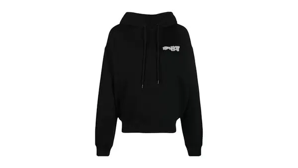 Off-White Carlos Arrow Logo Oversized Hoodie - Black