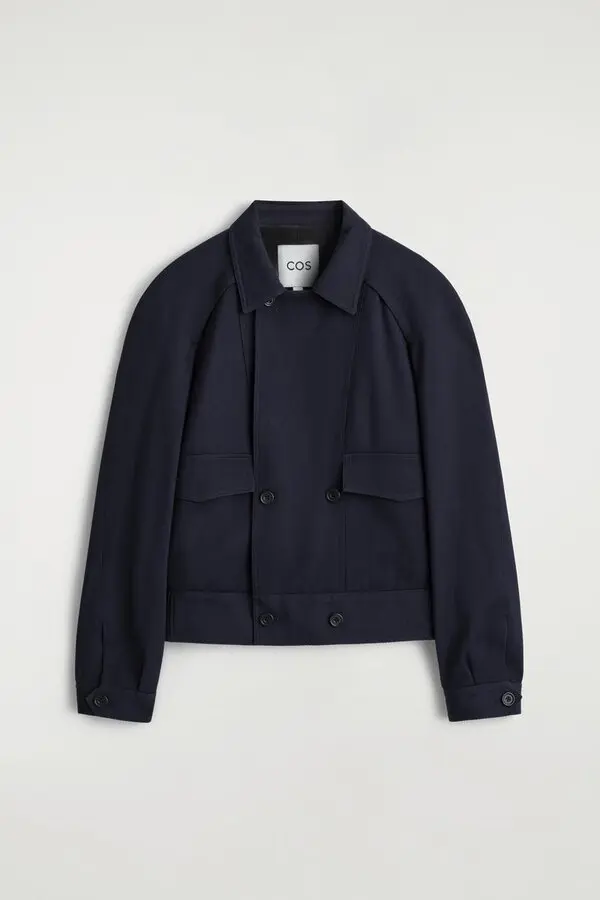 Cos Wool-blend Double-breasted Sport Coat - Navy