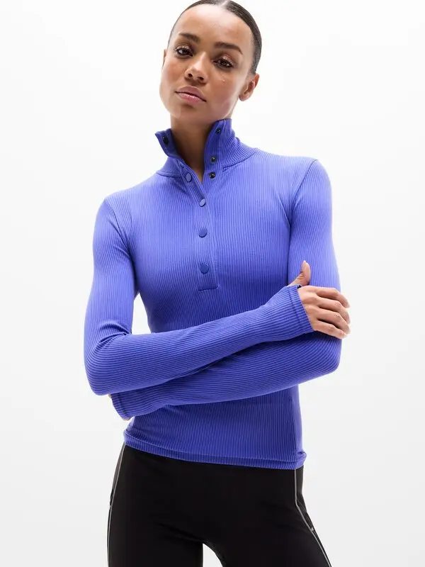 Athleta Flurry Seamless Henley - Borealis