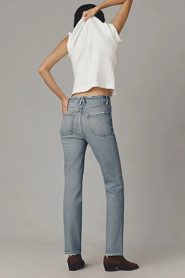Good American Soft Tech Good Curve High-rise Straight Jeans - Medium Denim