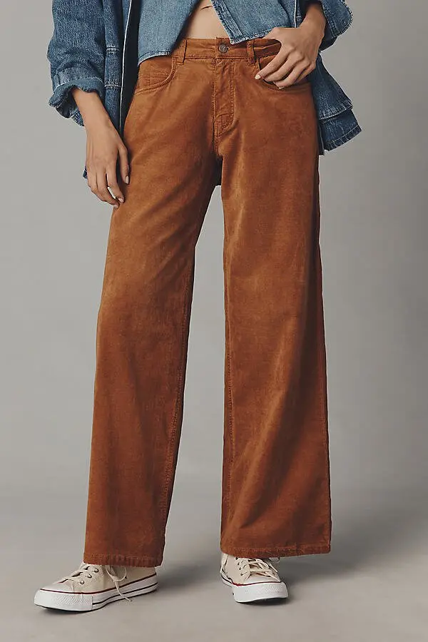 PILCRO Low-rise Wide-leg Jeans - Caramel