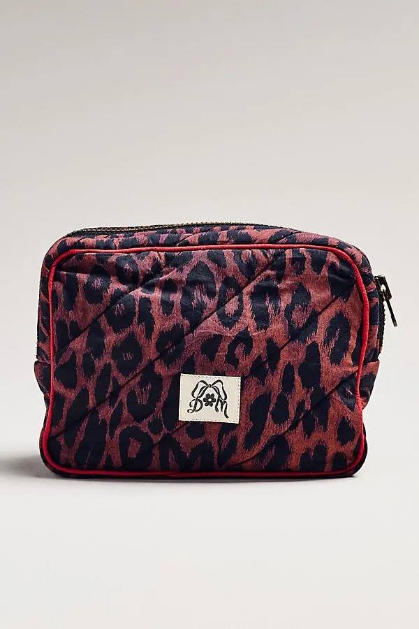 DAMSON MADDER Quilted Makeup Bag - Leopard