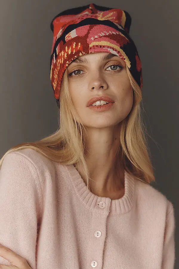 Farm Rio Printed Beanie - Pink Floral