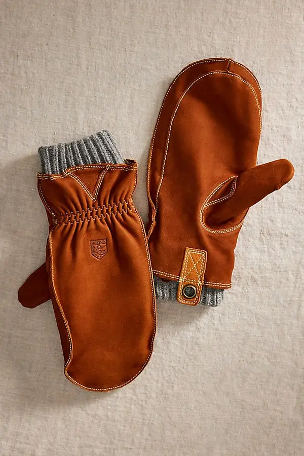 TERRAIN Lined Nubuck Mittens - Brown