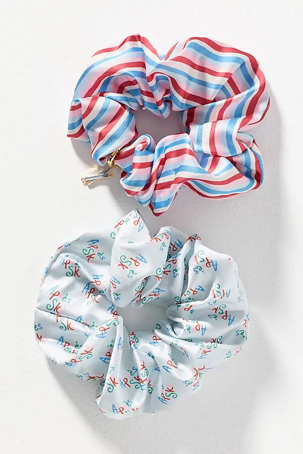 FRASIER STERLING Set Of Two Charmed Scrunchies - Blue Apres
