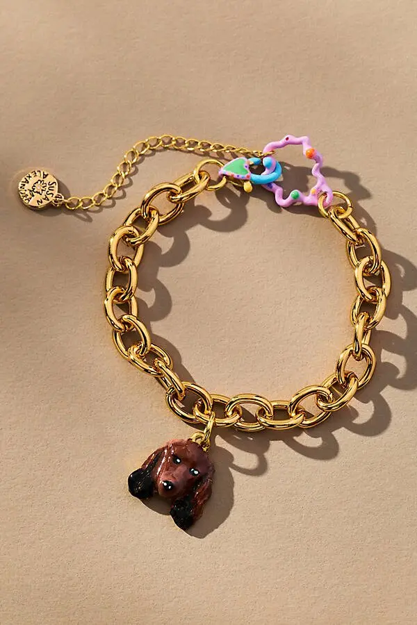 SUSAN ALEXANDRA Pet Portrait Charm Bracelet - Dachshund