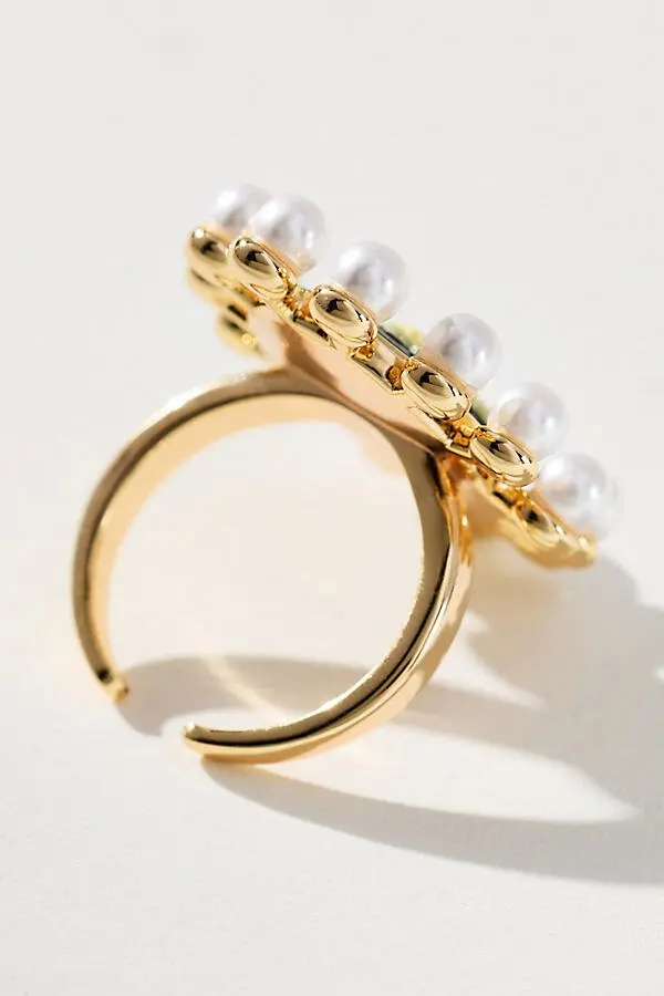 Anthropologie Cameo Floral Cocktail Ring