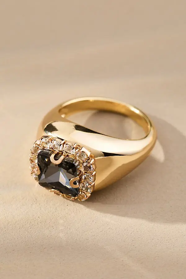 Anthropologie Stone Ring - Black