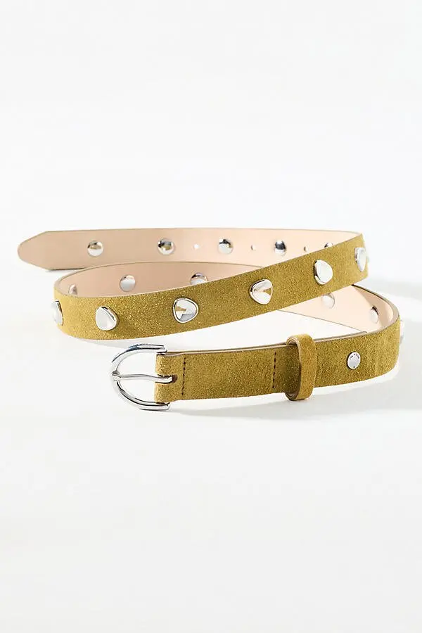 Rag & Bone Brynn Studded Suede Belt - Khaki