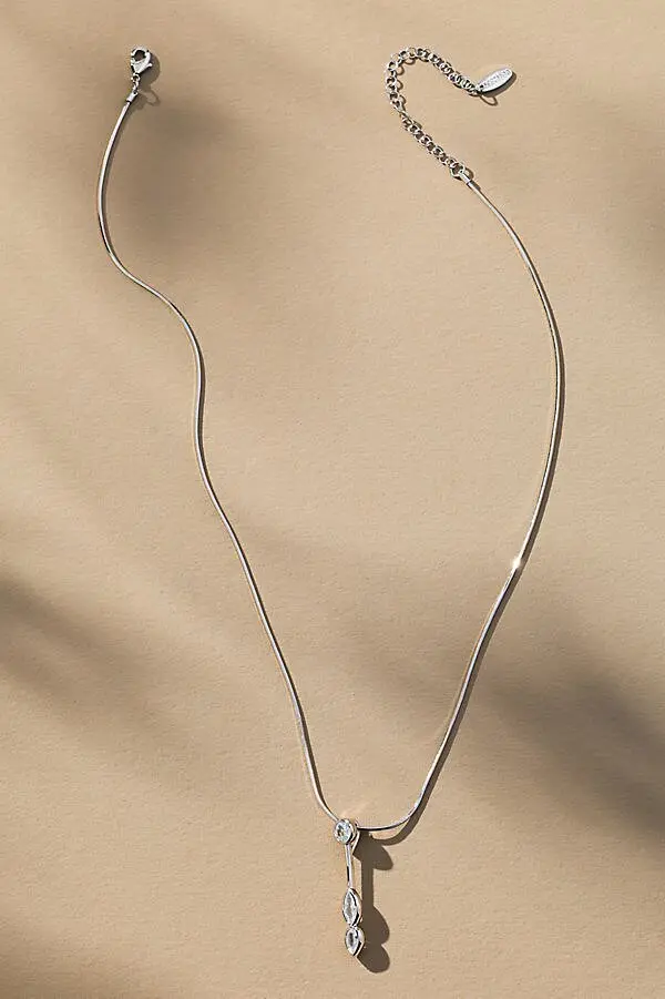Anthropologie Delicate Crystal Drop Necklace - Silver