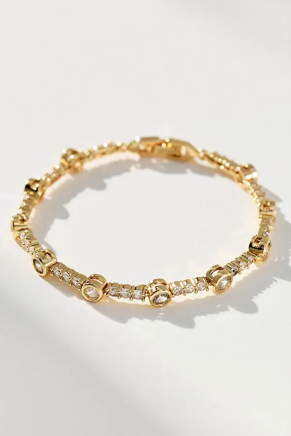 Anthropologie Mixed Crystal Tennis Bracelet - Gold