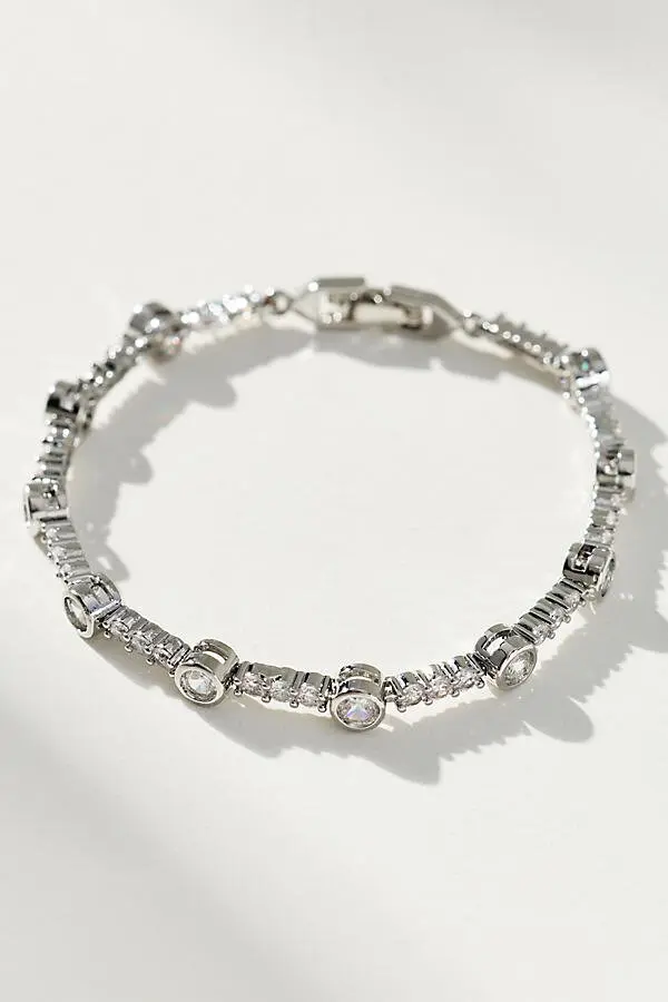 Anthropologie Mixed Crystal Tennis Bracelet - Silver
