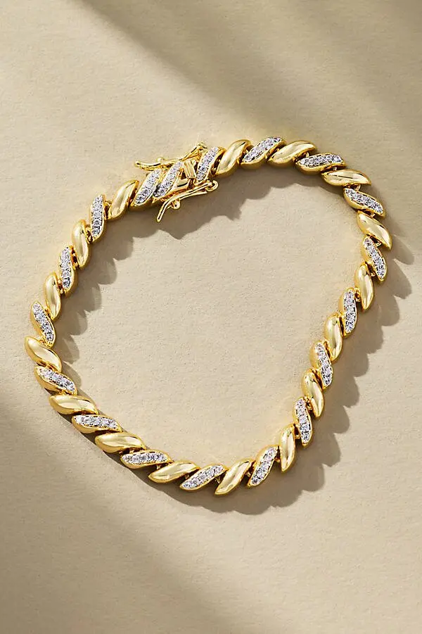 Anthropologie Twisted Pavé Bracelet - Gold