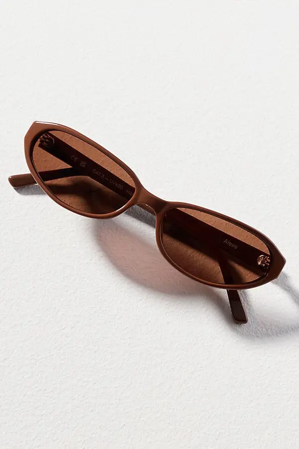 LU GOLDIE Slim Angled Sunglasses - Cinnamon