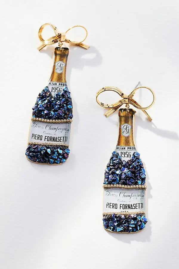 Anthropologie Festive Cocktail Icon Earrings - Bow Champagne