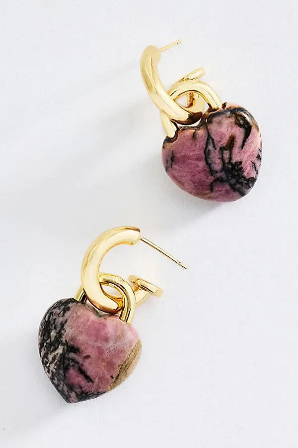 HOLST + LEE Heart Locket Dangle Earrings - Purple Agate