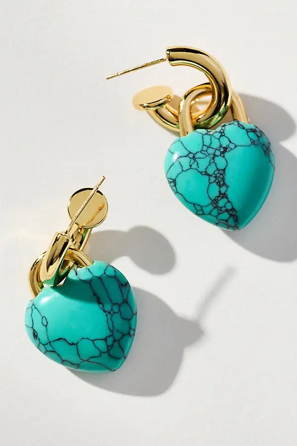 HOLST + LEE Heart Locket Earrings - Turquoise
