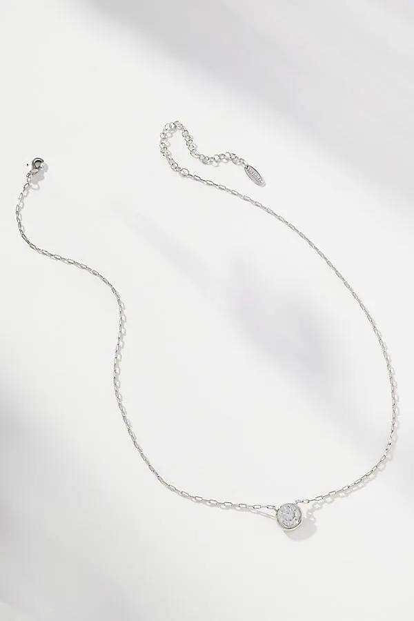 Anthropologie Bezel Crystal Cirque Necklace - Silver