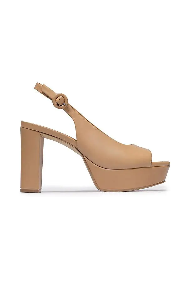 Bernardo Peep-toe Platform Slingback Heels - Neutral
