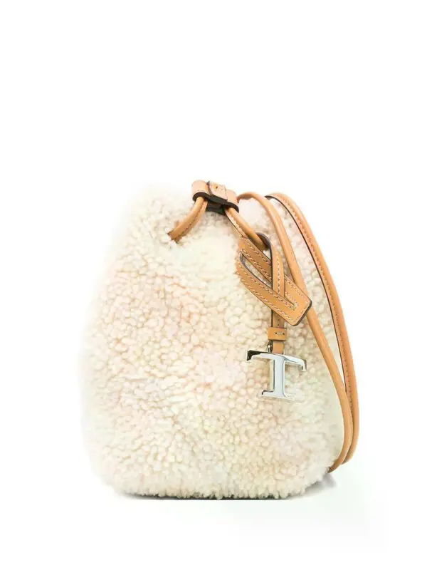 TOD'S Shearling Bucket Bag - Neutrals