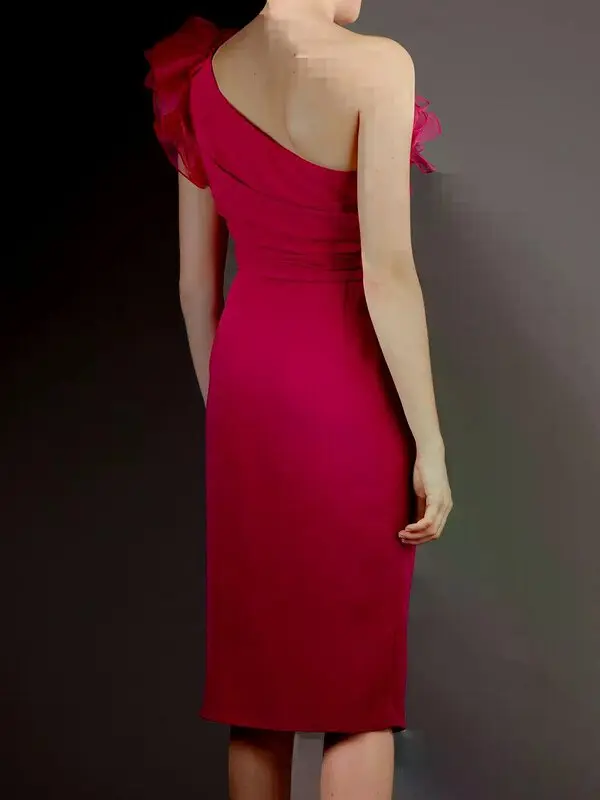 Giambattista Valli One Shoulder Ruffle Trim Dress - Pink