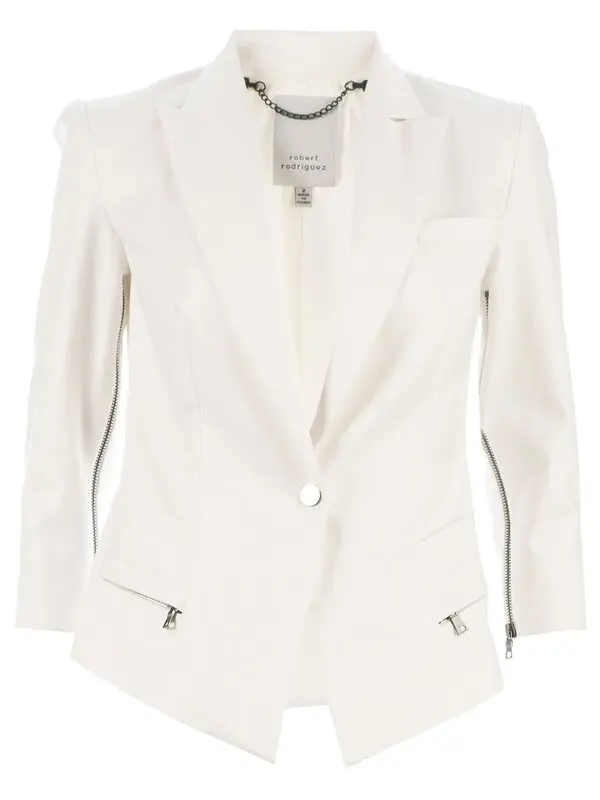 ROBERT RODRIGUEZ STUDIO Curved Hem Blazer - White