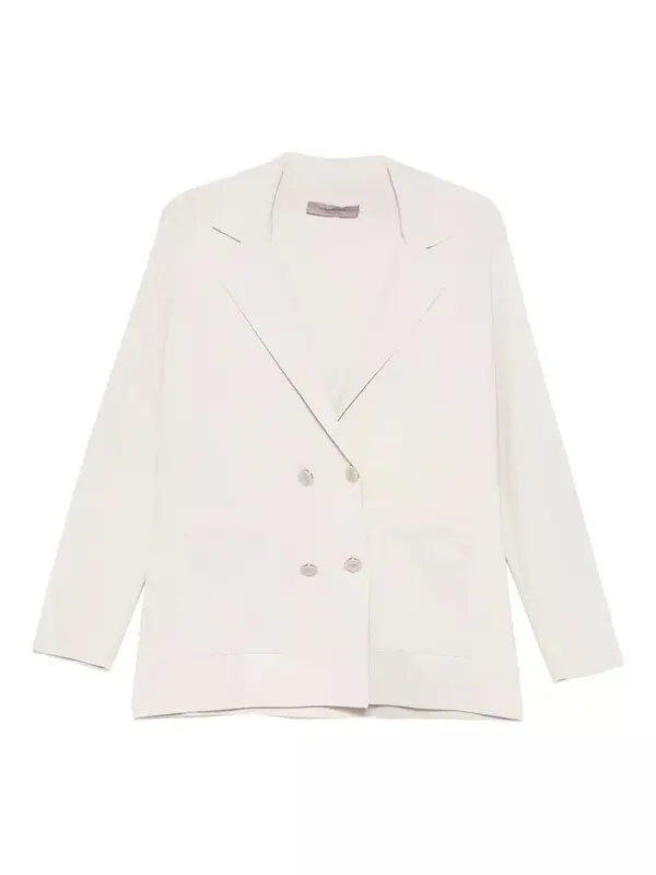 D.exterior Double-breasted Linen Blazer