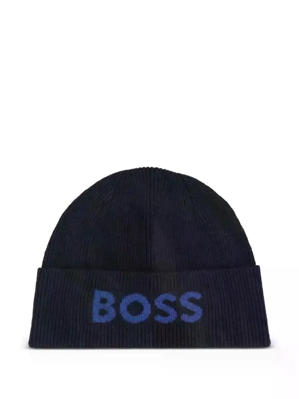 BOSS Logo Detail Beanie - Blue