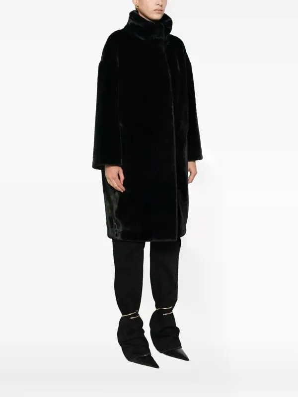 Herno Funnel-neck Fur Coat - Black