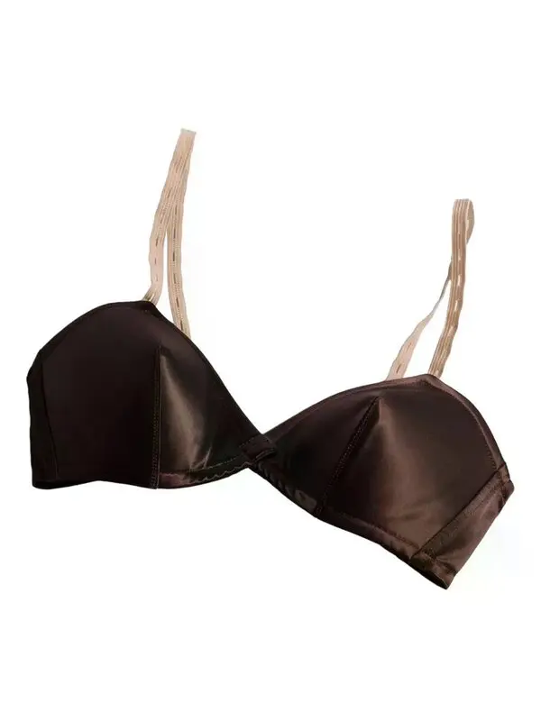 Miu Miu Logo-patch Satin Bra - Brown
