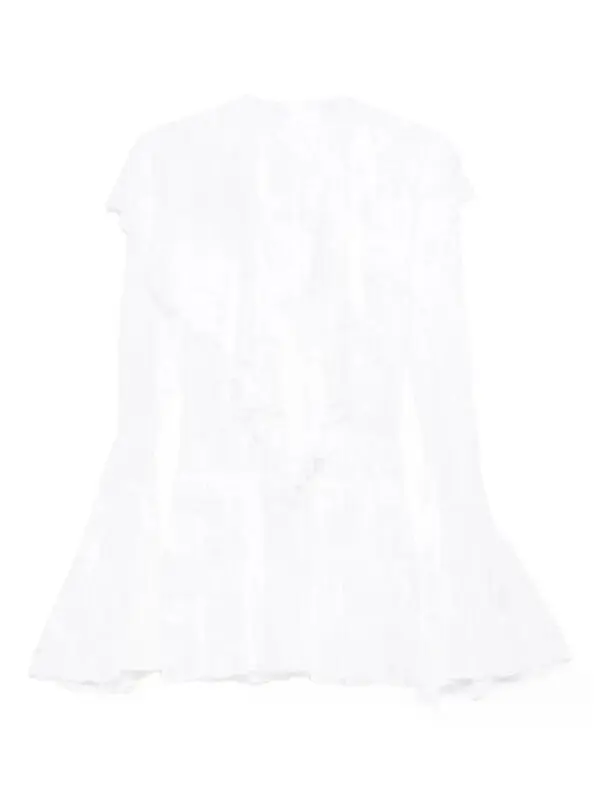 Norma Kamali Ruffled Long-sleeve Mini Dress - White