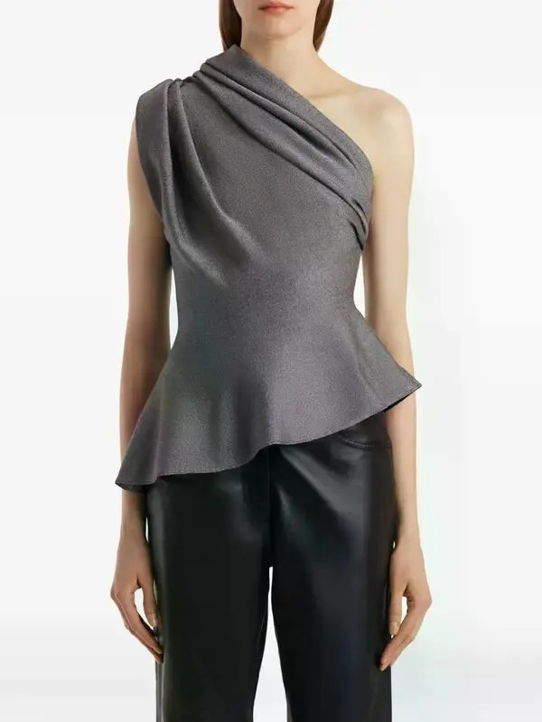 Khaite One-shoulder Ruffled Top - Grey