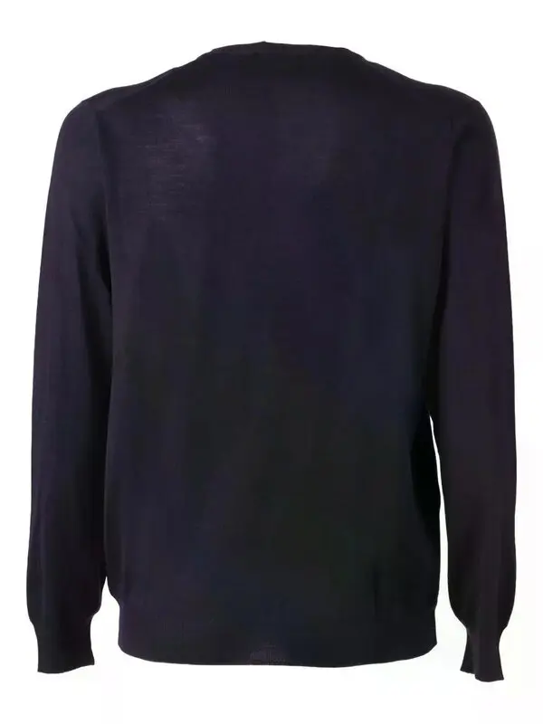 Fedeli V-neck Virgin Wool Sweater - Blue