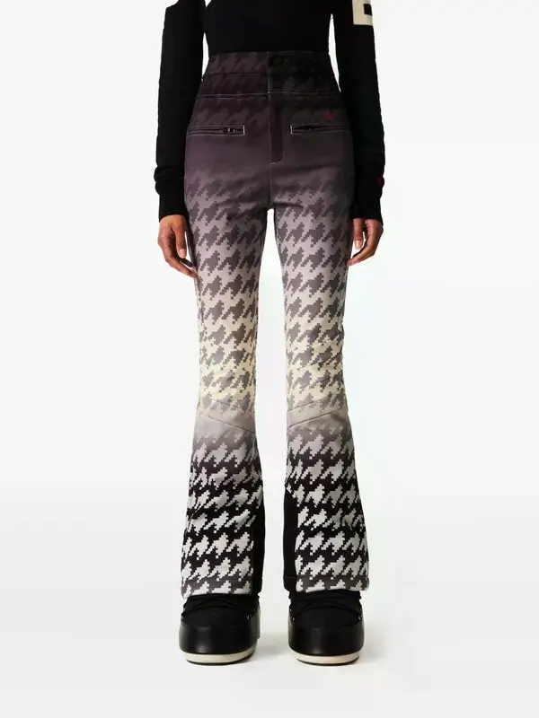 Perfect Moment Houndstooth Flared Trousers - Neutrals
