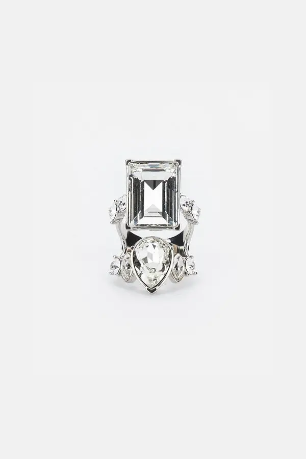 Alexander McQueen Crystal Cocktail Ring