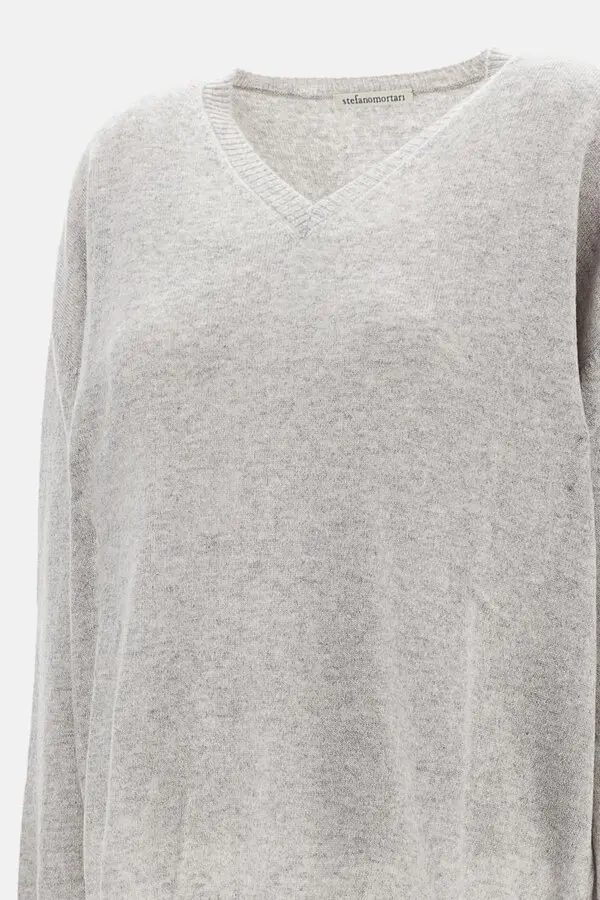 STEFANO MORTARI V-neck Cashmere Pullover - Grigio