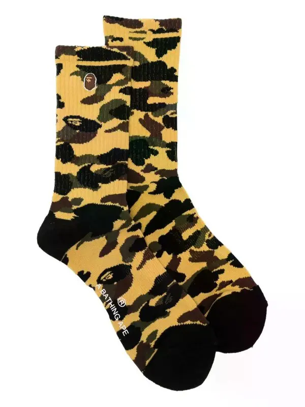 A BATHING APE Camouflage Ape-head Socks - Brown
