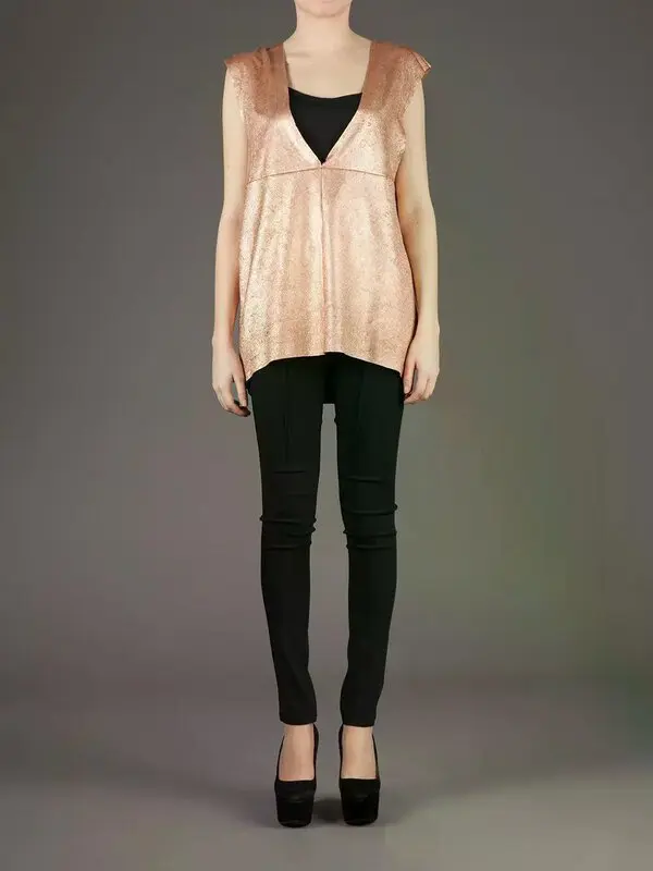 Drome Sleeveless Metallic Leather Top