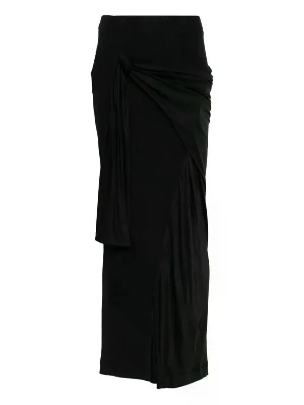 YEHUAFAN Ribbed Draped Skirt