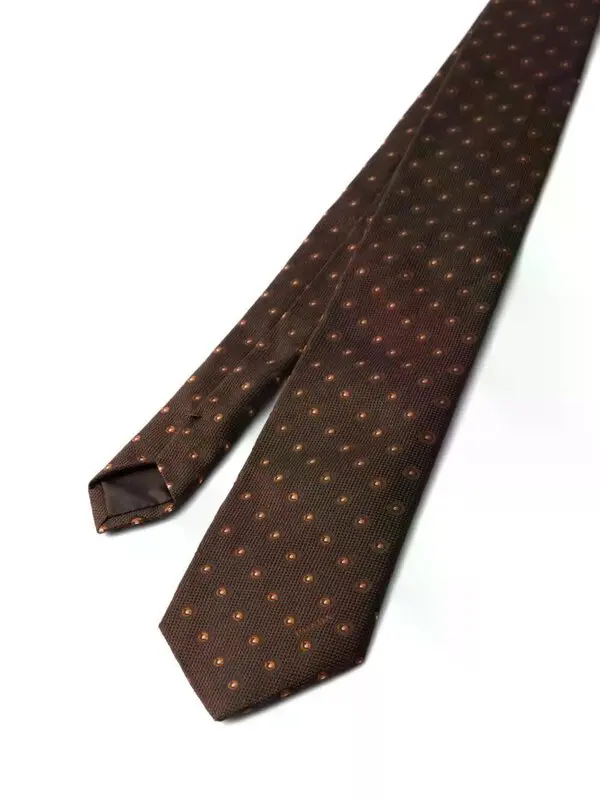 Prada Patterned Silk Neck Tie - Brown